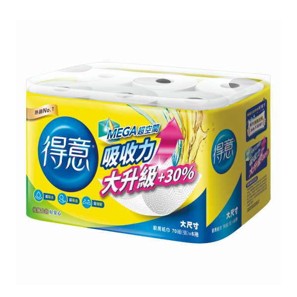 【得意】廚房紙巾70組x6捲x8袋 全聯全電商