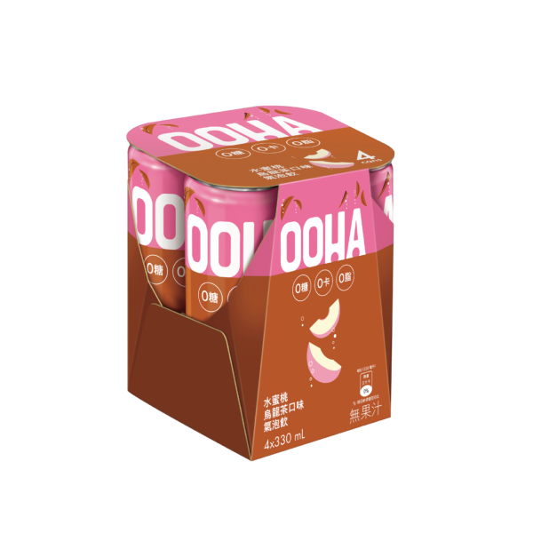 【OOHA】氣泡飲-水蜜桃烏龍茶口味(330mlx4入)x6組 - 全聯全電商